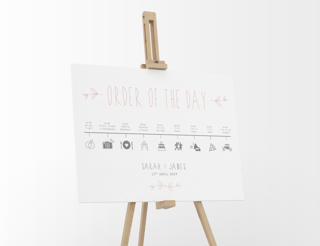 Order of the Day Wedding Timeline Signs - Grace and Bramble