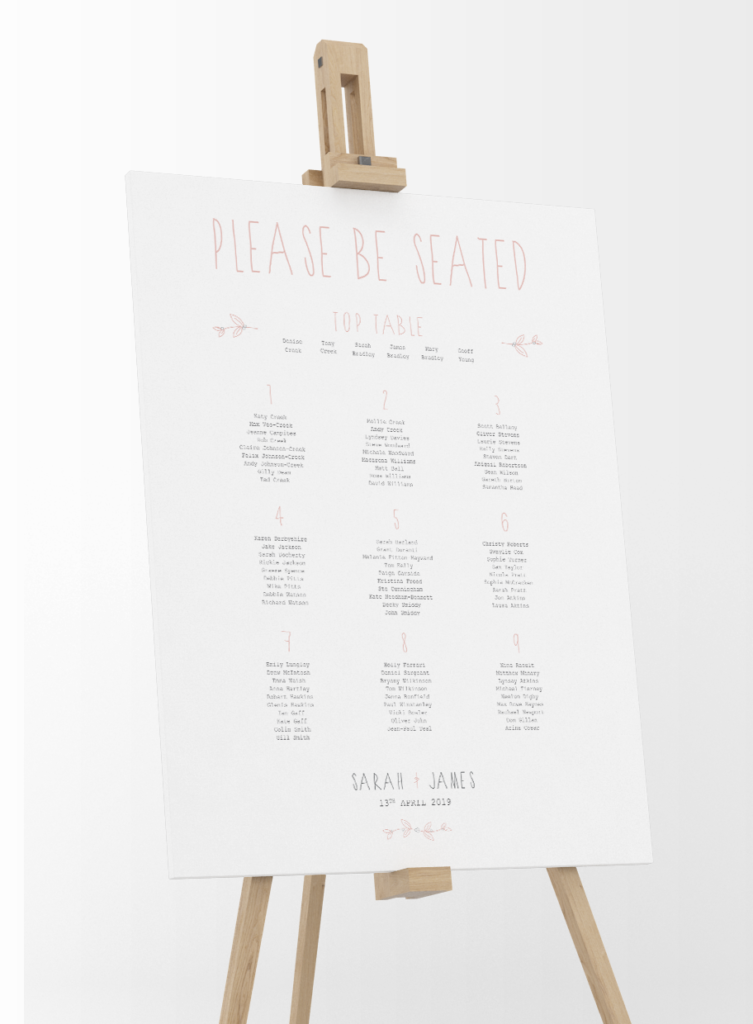 Wedding Table plans - Grace and Bramble