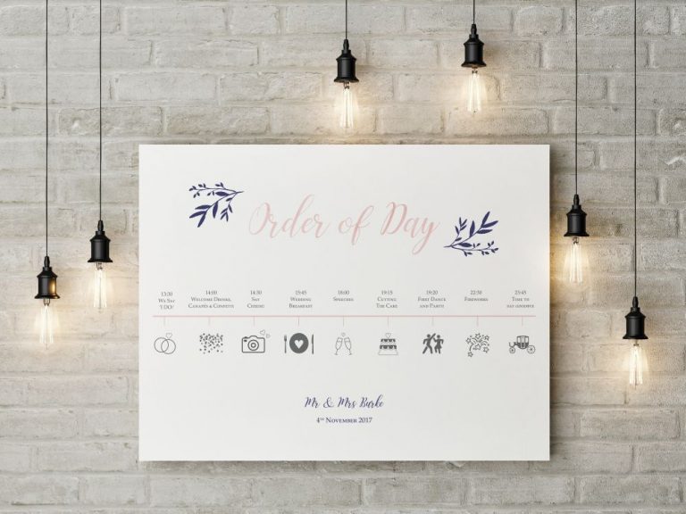 Order of the Day Wedding Timeline Signs - Grace and Bramble