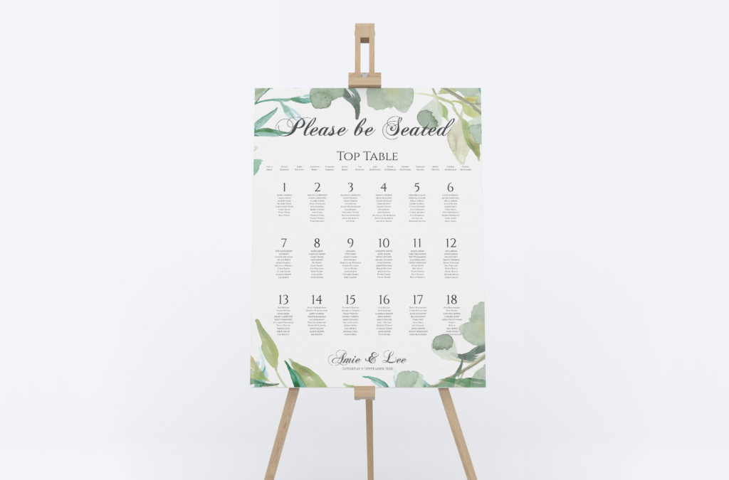 Wedding Table plans - Grace and Bramble